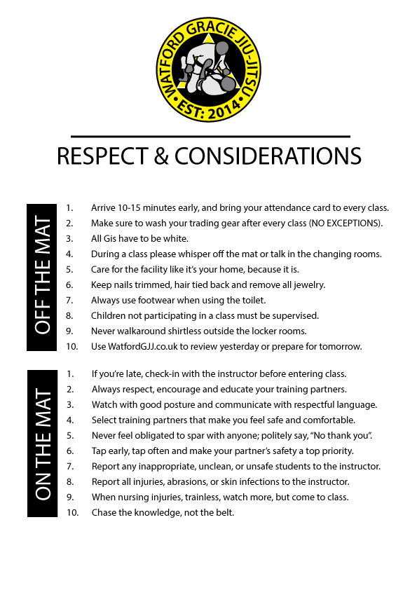 Club Rules – Watford Gracie Jiu-Jitsu